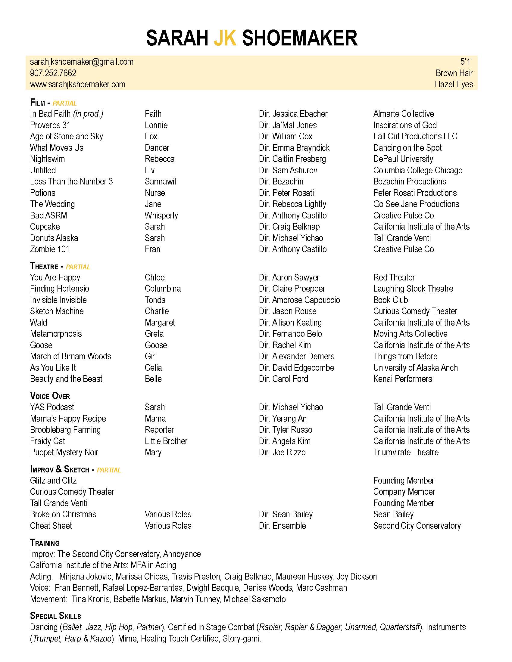 Resume – Sarah JK Shoemaker